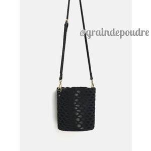 Zara | Bags | Rare Zara Handmade Woven Black Net Vegan Leather Bucket ...